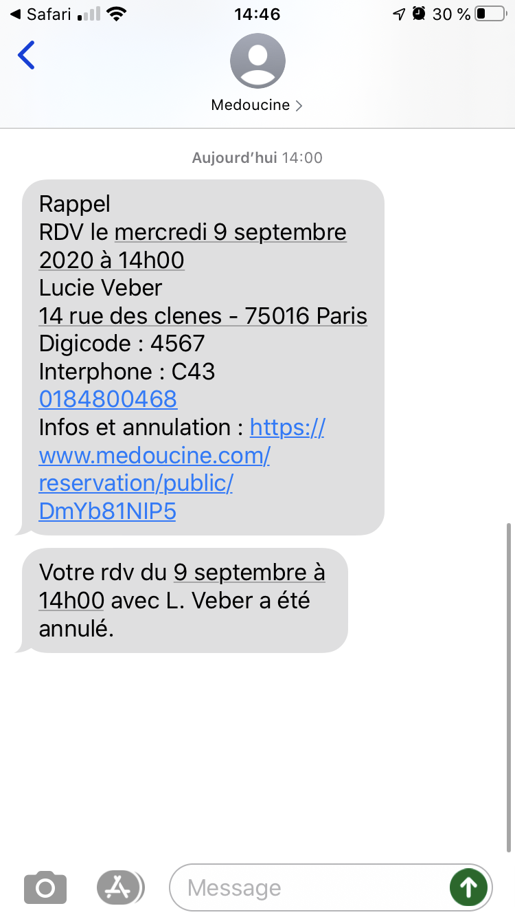 Quelles notifications pour un rendez-vous
